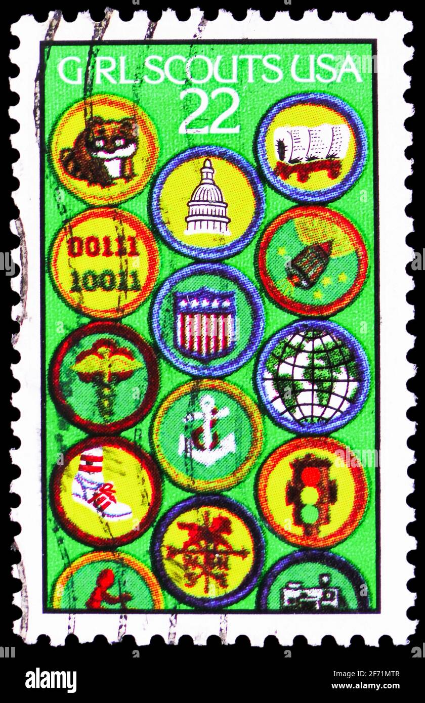 MOSCOW, RUSSIA - JANUARY 20, 2021: Postage stamp printed in United ...