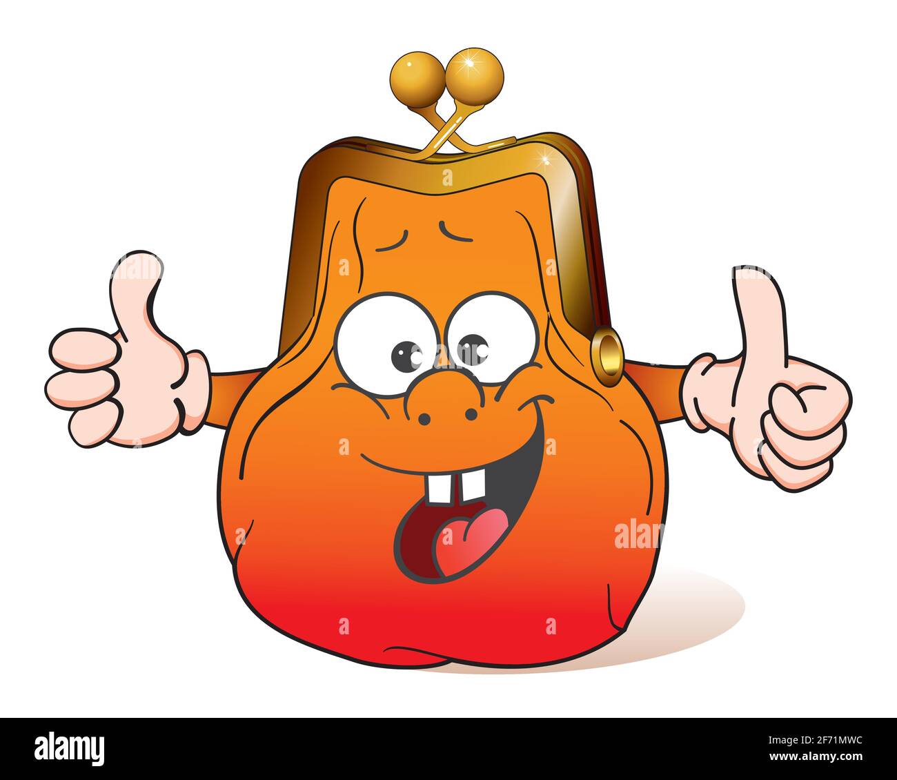 Wallet, Cash purse. Cute cartoon joyful and happy character. Coin ...