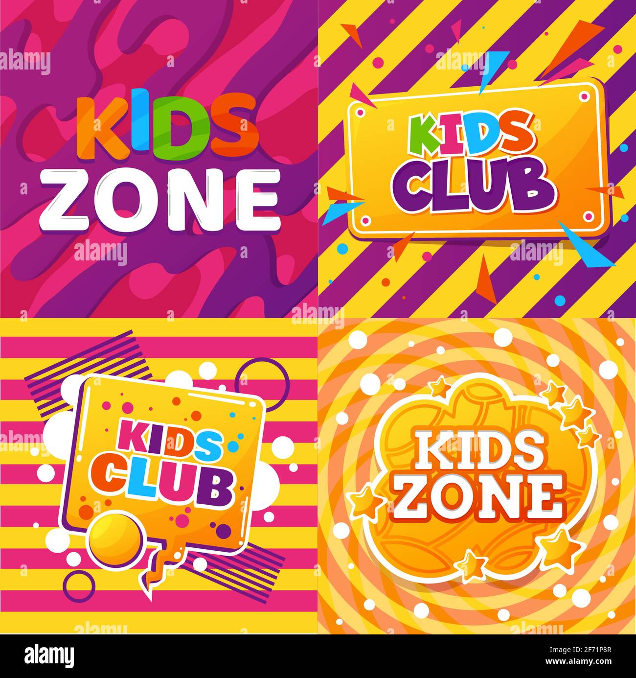 Kids club of child education activities, vector Stock Vector Image ...