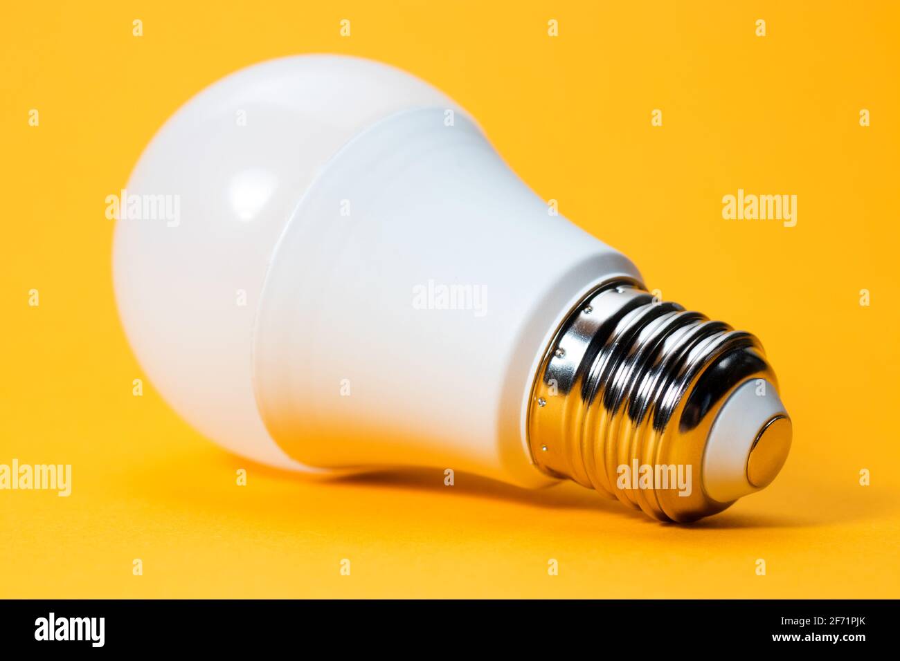 LED, New technology light bulb on yellow background, Energy super ...
