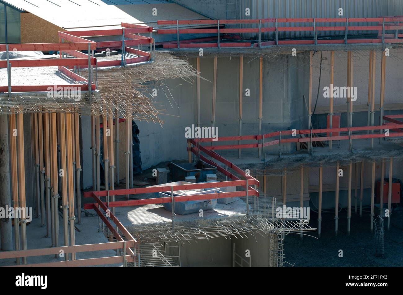 reinforcement steel protruding of demolished concrete ceilings ...