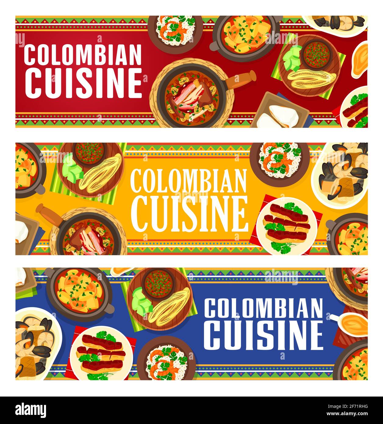 Colombian cuisine vector banners, food of Colombia Stock Vector Image ...