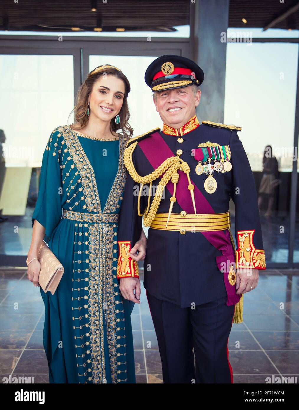Files- Queen Rania and King Abdullah II of Jordan attend the "Flag ...