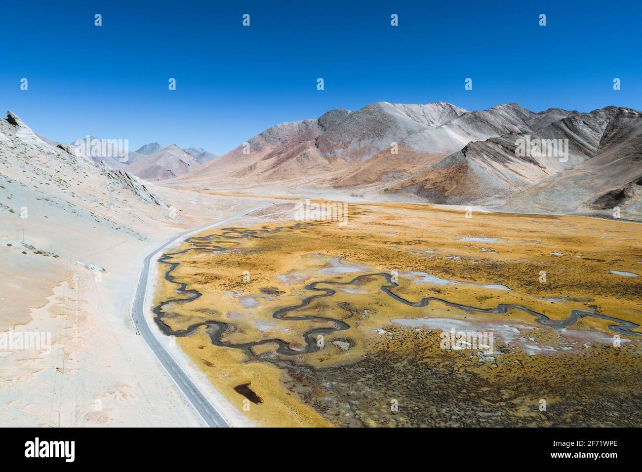 Aerial photography of natural scenery and highway in Tibet Stock Photo ...