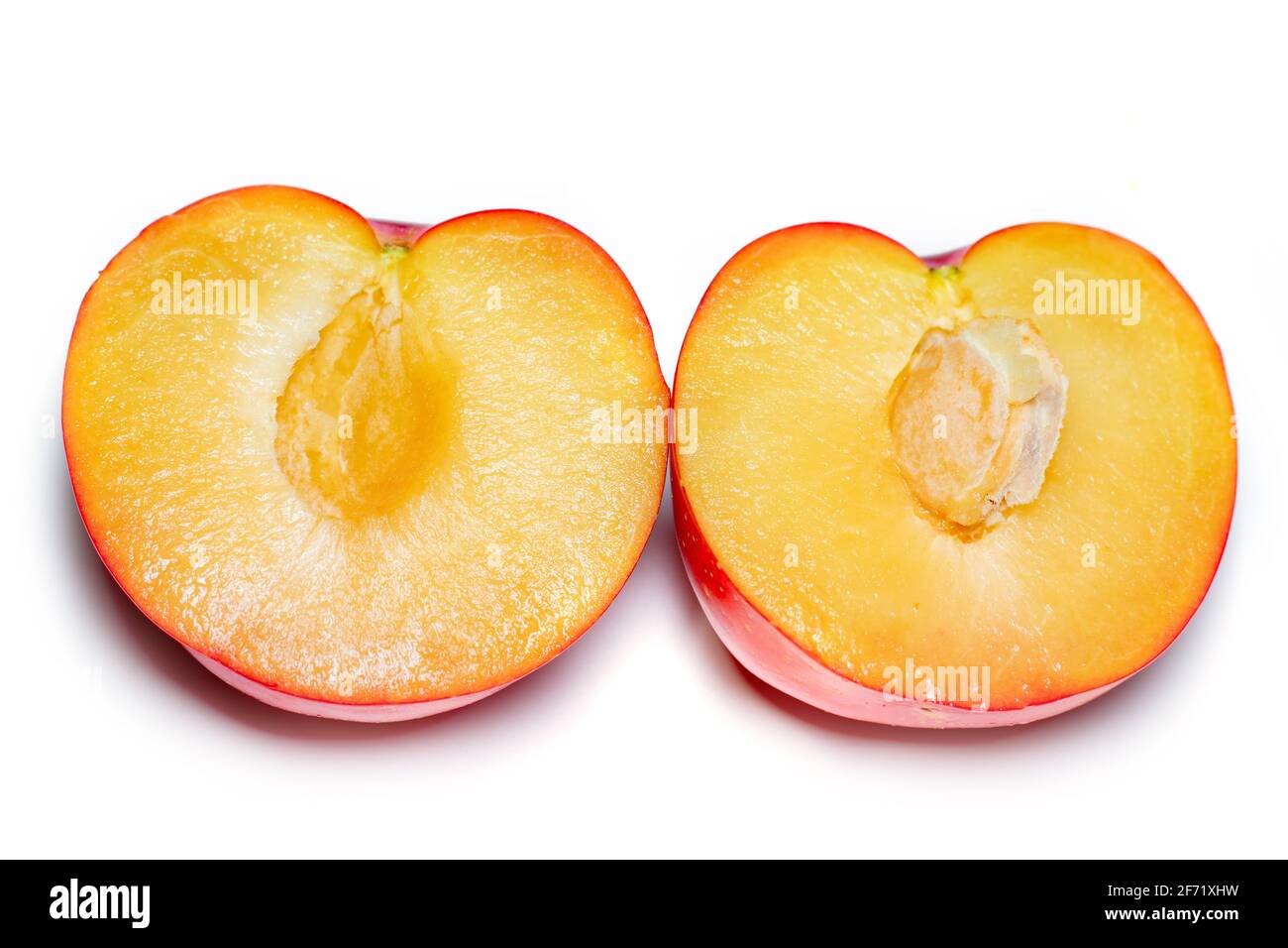 Fresh plums slice isolated on white background Stock Photo - Alamy
