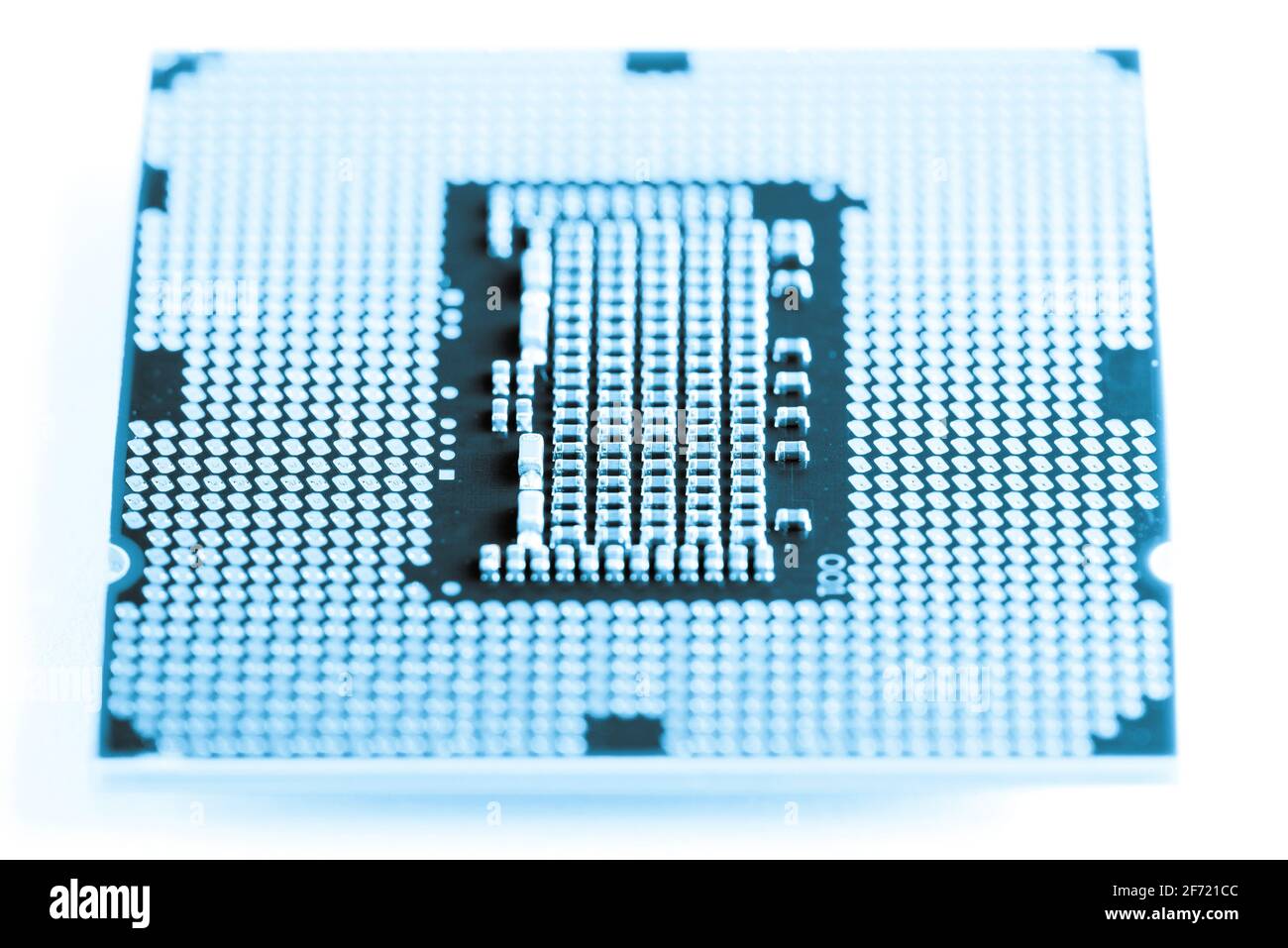 blue tone image of CPU (Central Processing Unit) on white background ...