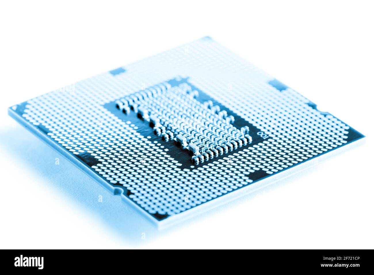 blue tone image of CPU (Central Processing Unit) on white background ...