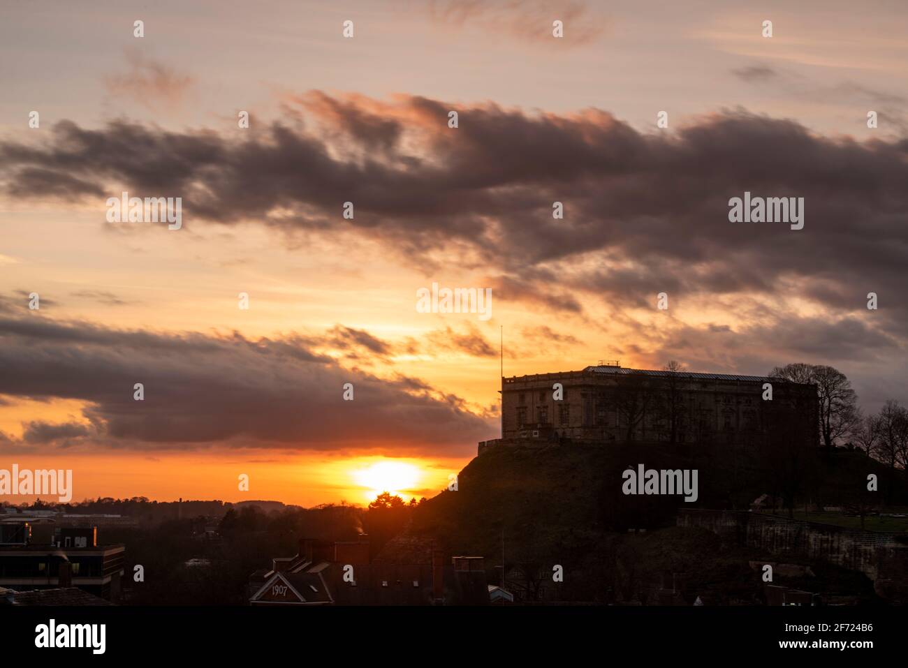 Sunset over Nottingham Castle, captured from the roof of the new ...