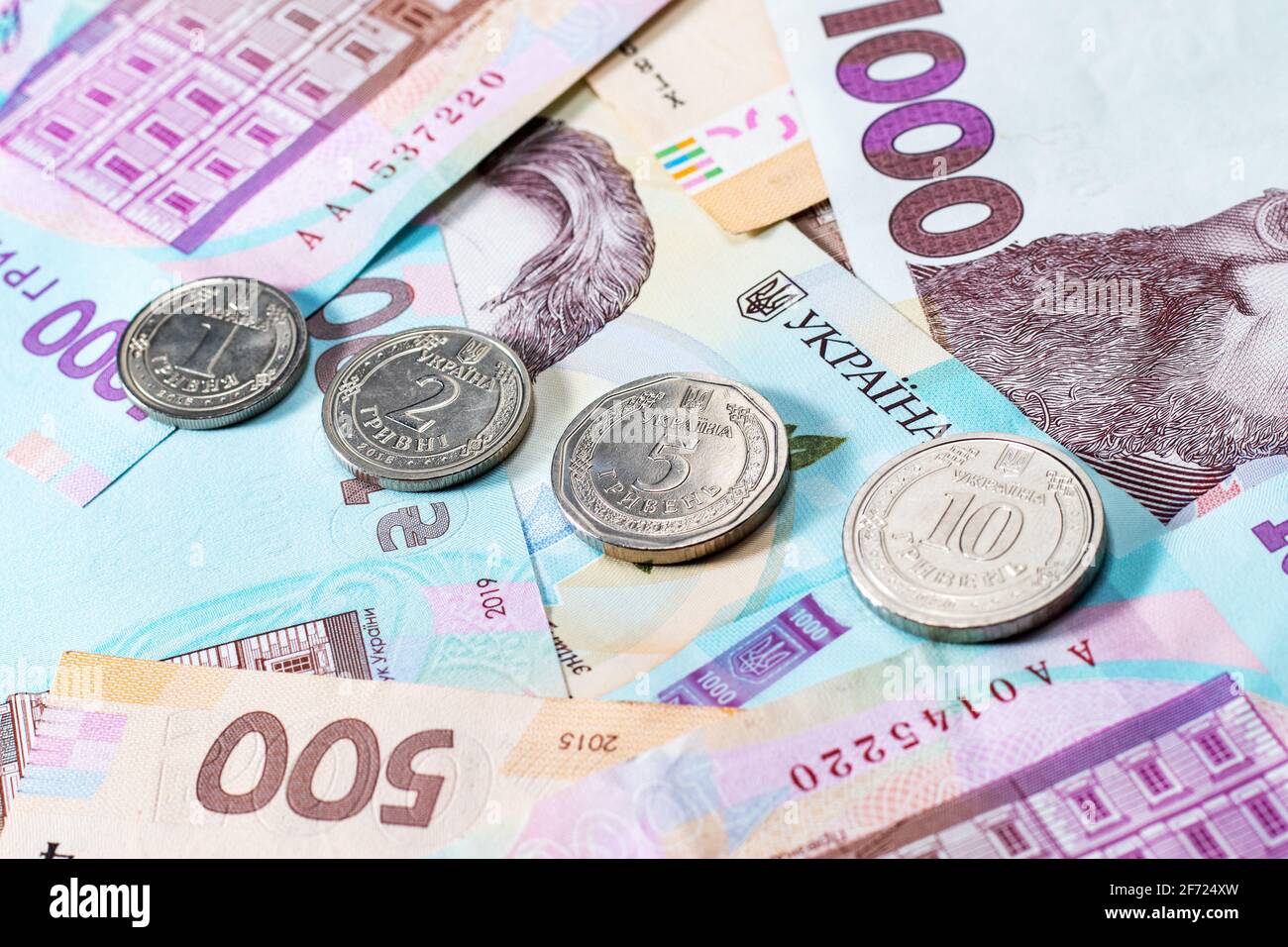 New banknotes and coins Ukrainian Hryvnia Stock Photo - Alamy