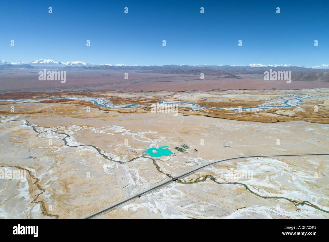 Aerial photography of natural scenery and highway in Tibet Stock Photo ...
