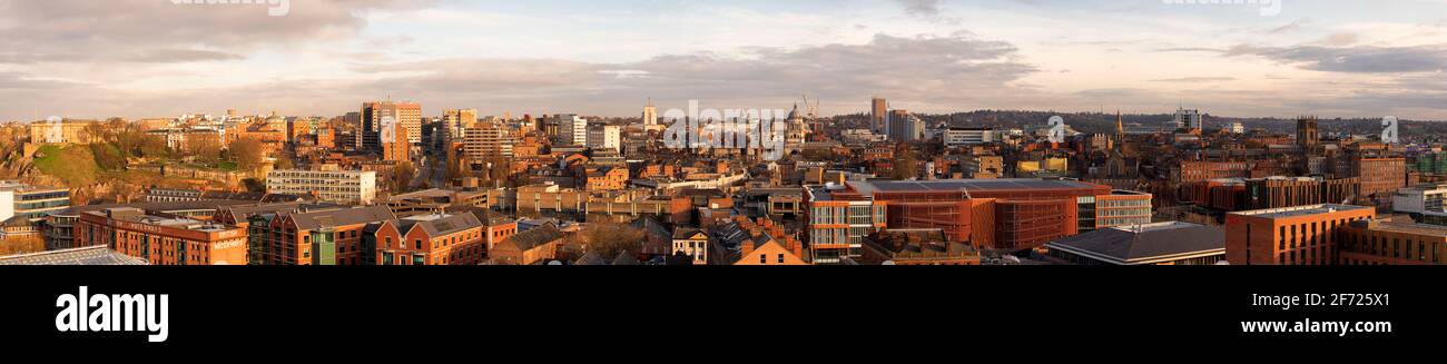 Panorama of Nottingham City, captured from the roof of the new Unity ...
