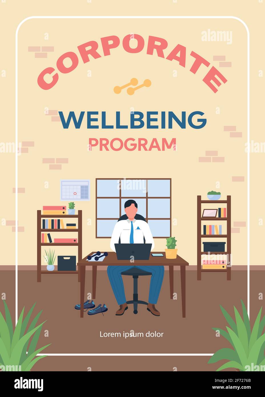 Corporate wellbeing program poster flat vector template Stock Vector ...