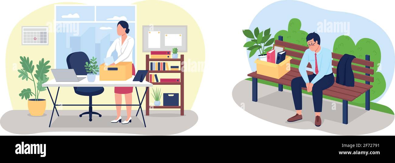 Laid off from work 2D vector web banner, poster set Stock Vector Image ...