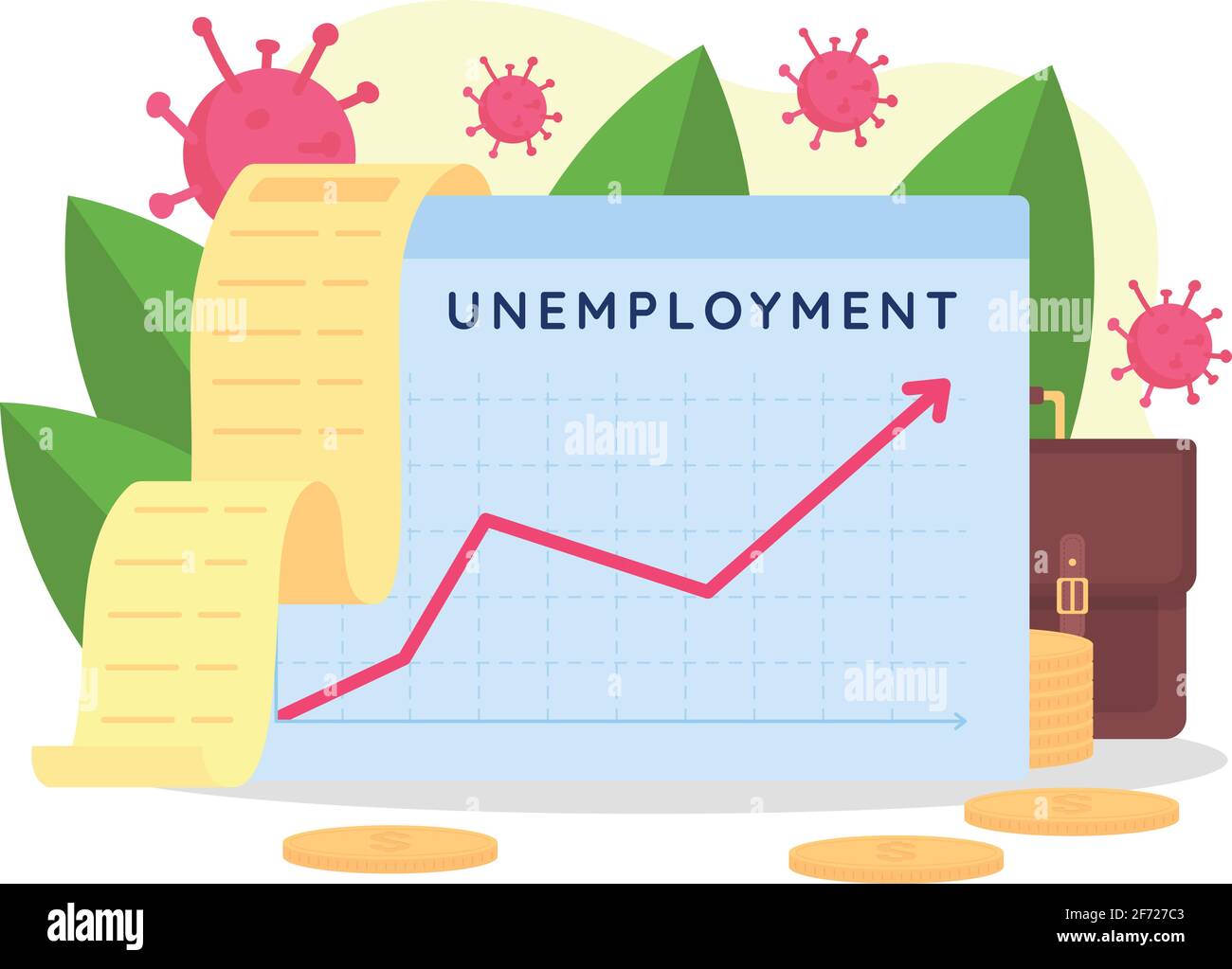 Increasing unemployment chart flat concept vector illustration Stock ...