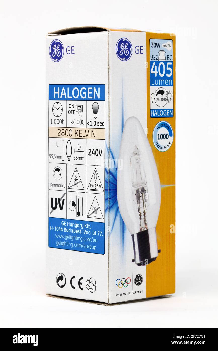GE Lighting 30w Halogen light bulb Stock Photo - Alamy