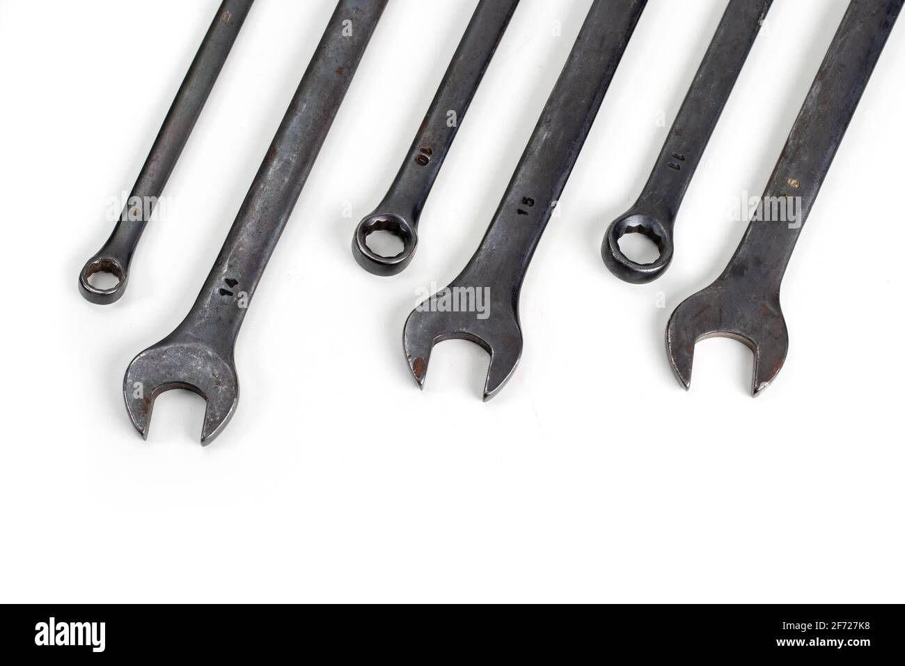 Spanner Set Isolated. dark coloured spanners on white background Stock ...
