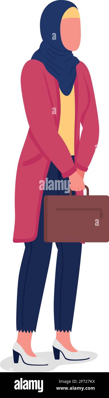 Muslim business woman flat color vector faceless character Stock Vector ...