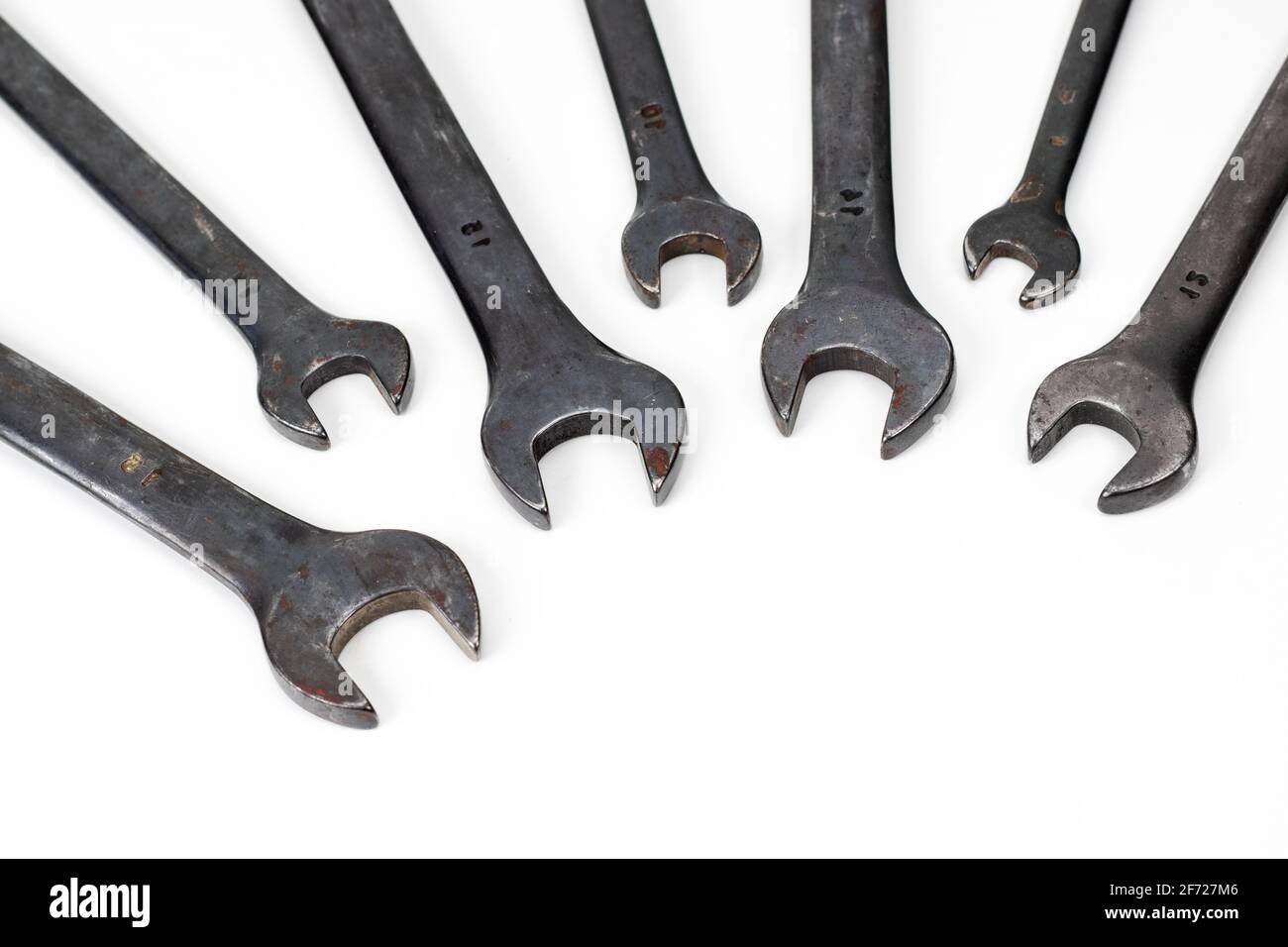 Spanner Set Isolated. dark coloured spanners on white background Stock ...