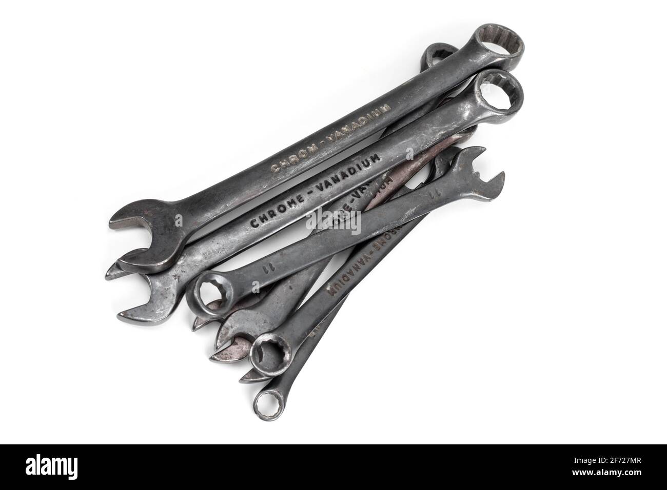 Spanner Set Isolated. dark coloured spanners on white background Stock ...