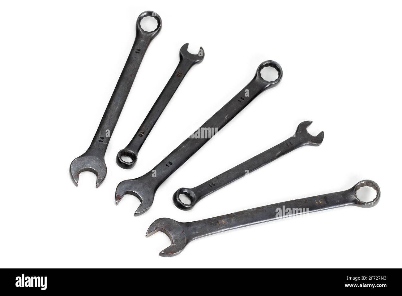 Spanner Set Isolated. dark coloured spanners on white background Stock ...