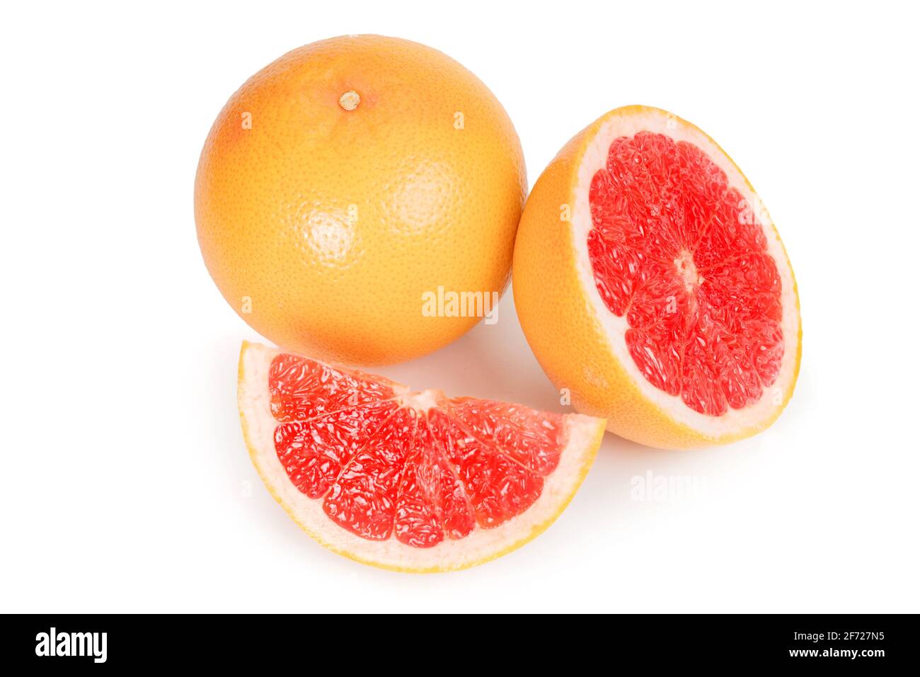 Grapefruit with slices isolated on white background Stock Photo - Alamy