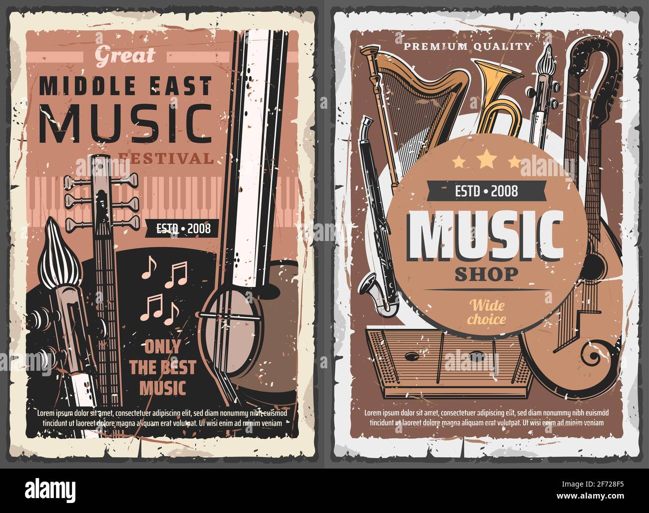 Music shop, middle east music vintage posters Stock Vector Image & Art ...