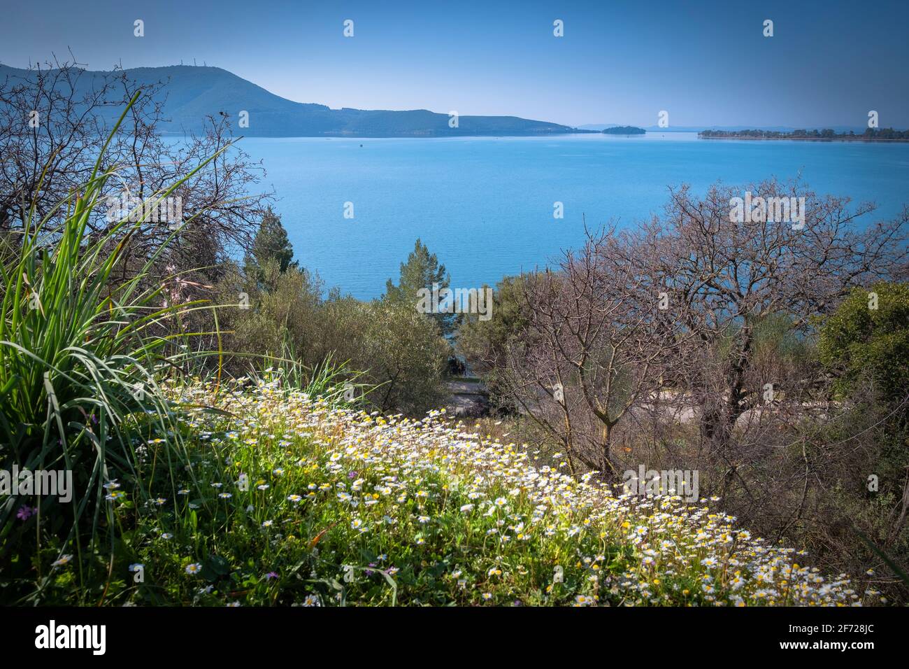 Stunning natural landscape of Igumenitsa region with white yellow ...