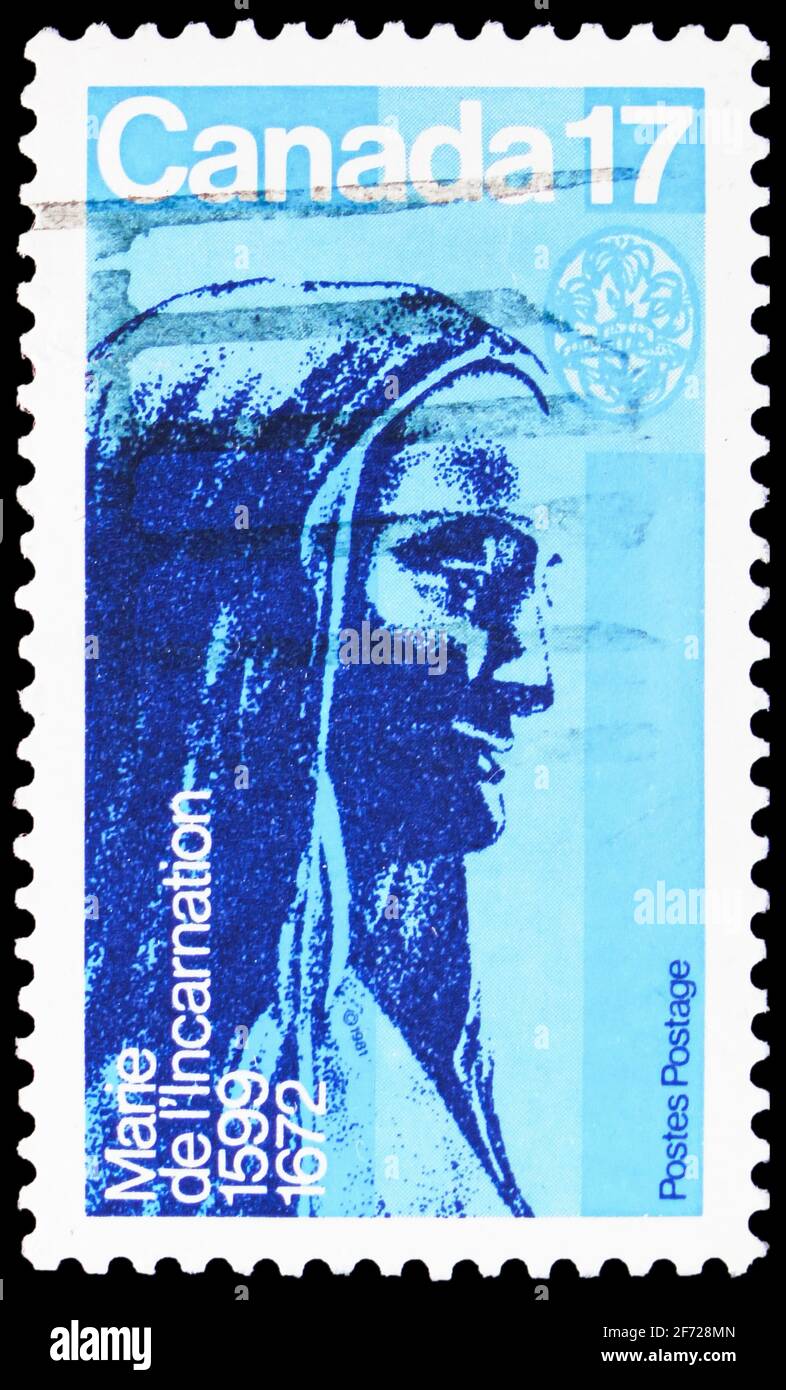 MOSCOW, RUSSIA - FEBRUARY 28, 2021: Postage stamp printed in Canada ...