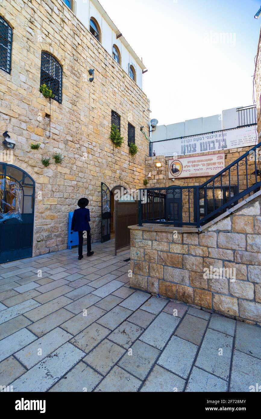 Meron - Israel, 21-03-2021. The rear entrance to the tomb of Rabbi ...