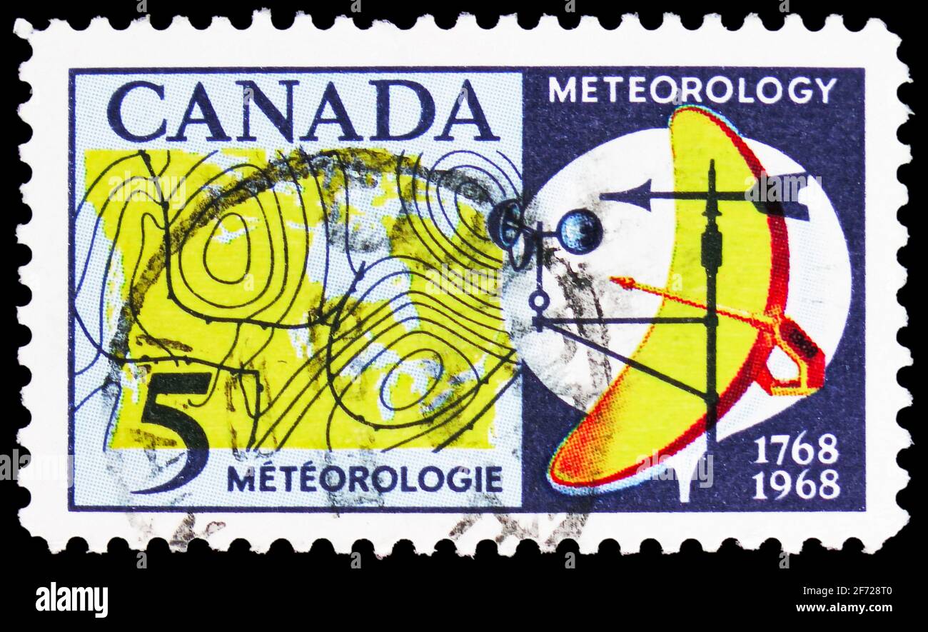 MOSCOW, RUSSIA - FEBRUARY 28, 2021: Postage stamp printed in Canada ...