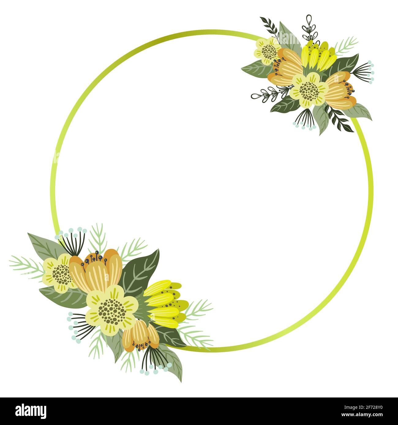 Round Golden Floral Frame