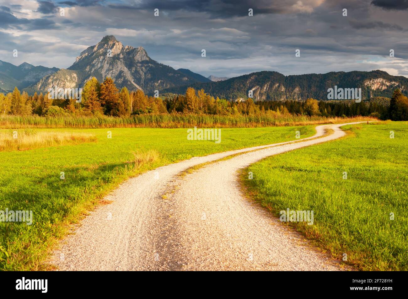 Dirt road Alps mountain landscape Bavaria Germany Stock Photo - Alamy
