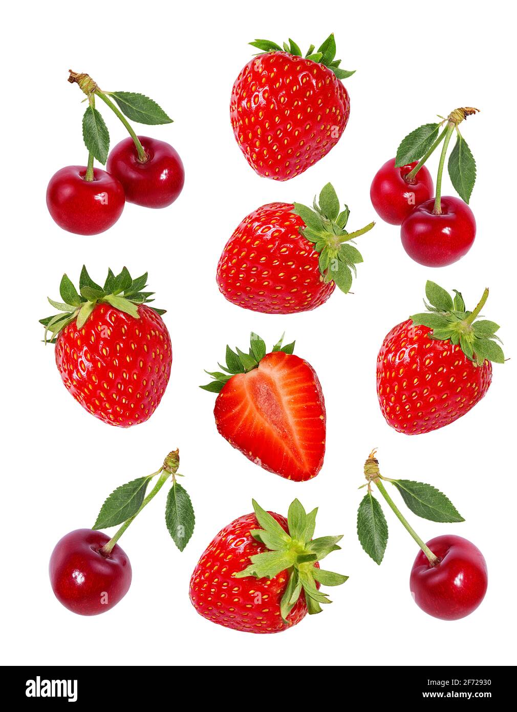 strawberry and cherry isolated on white background Stock Photo - Alamy