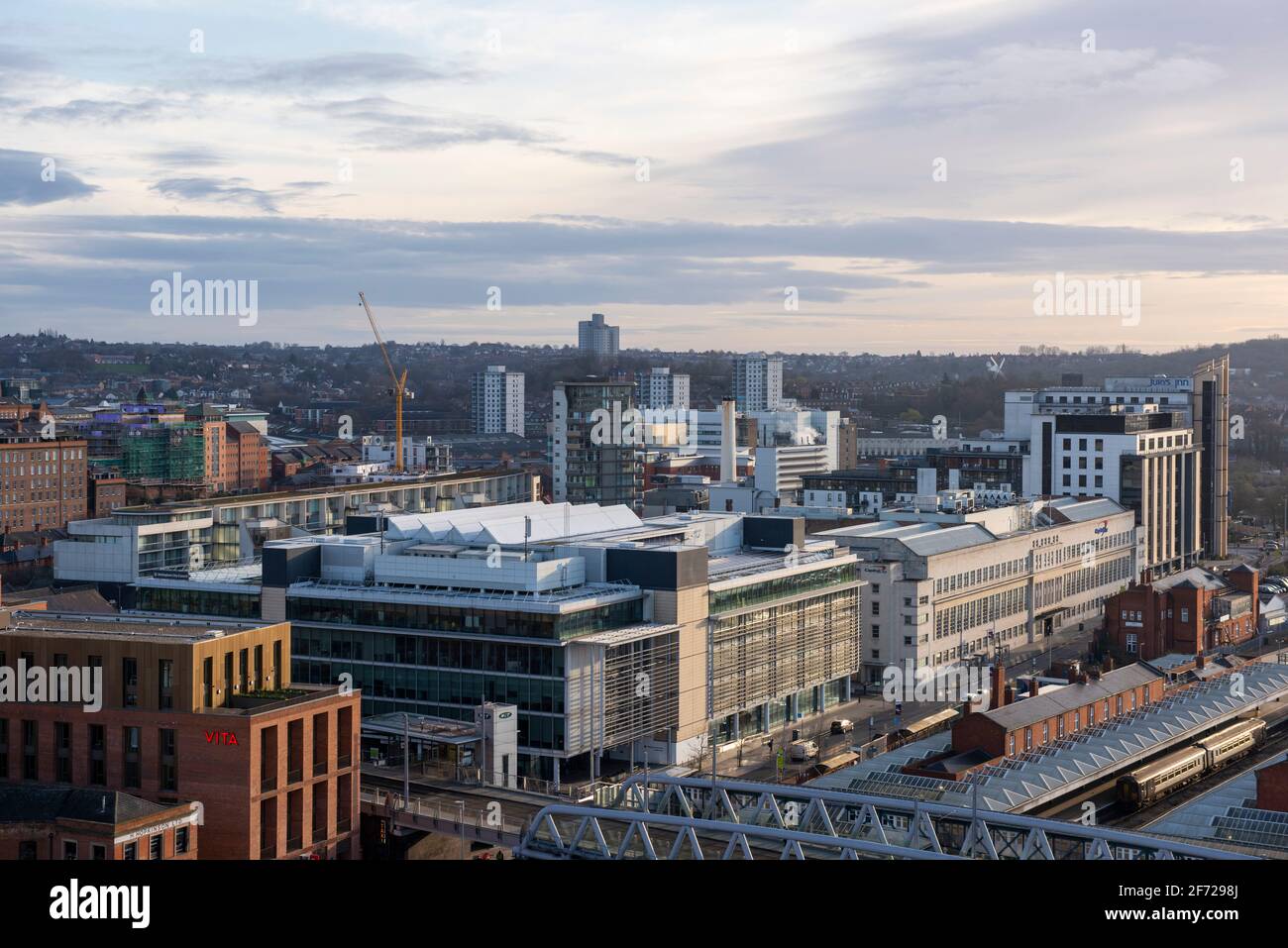 Nottingham City, viewed from the roof of the Unity Square development ...