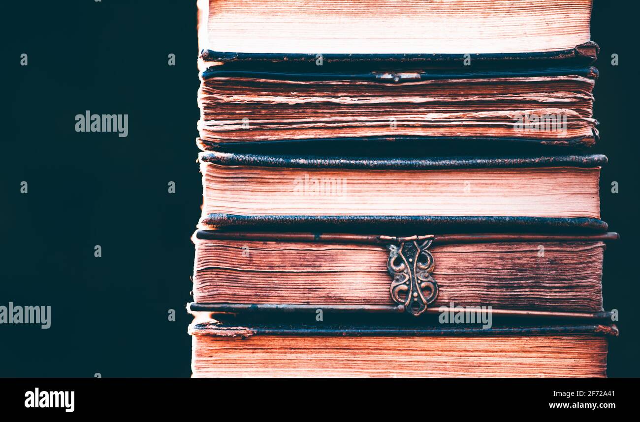 Literature, reading concept: banner or header image with stack of ...