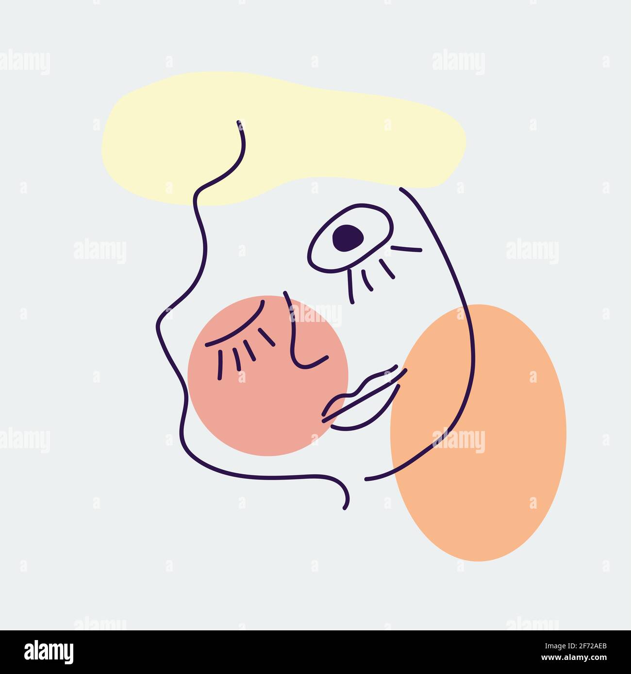 Women Portraits Female Abstract Hand Drawn Contemporary Portrait