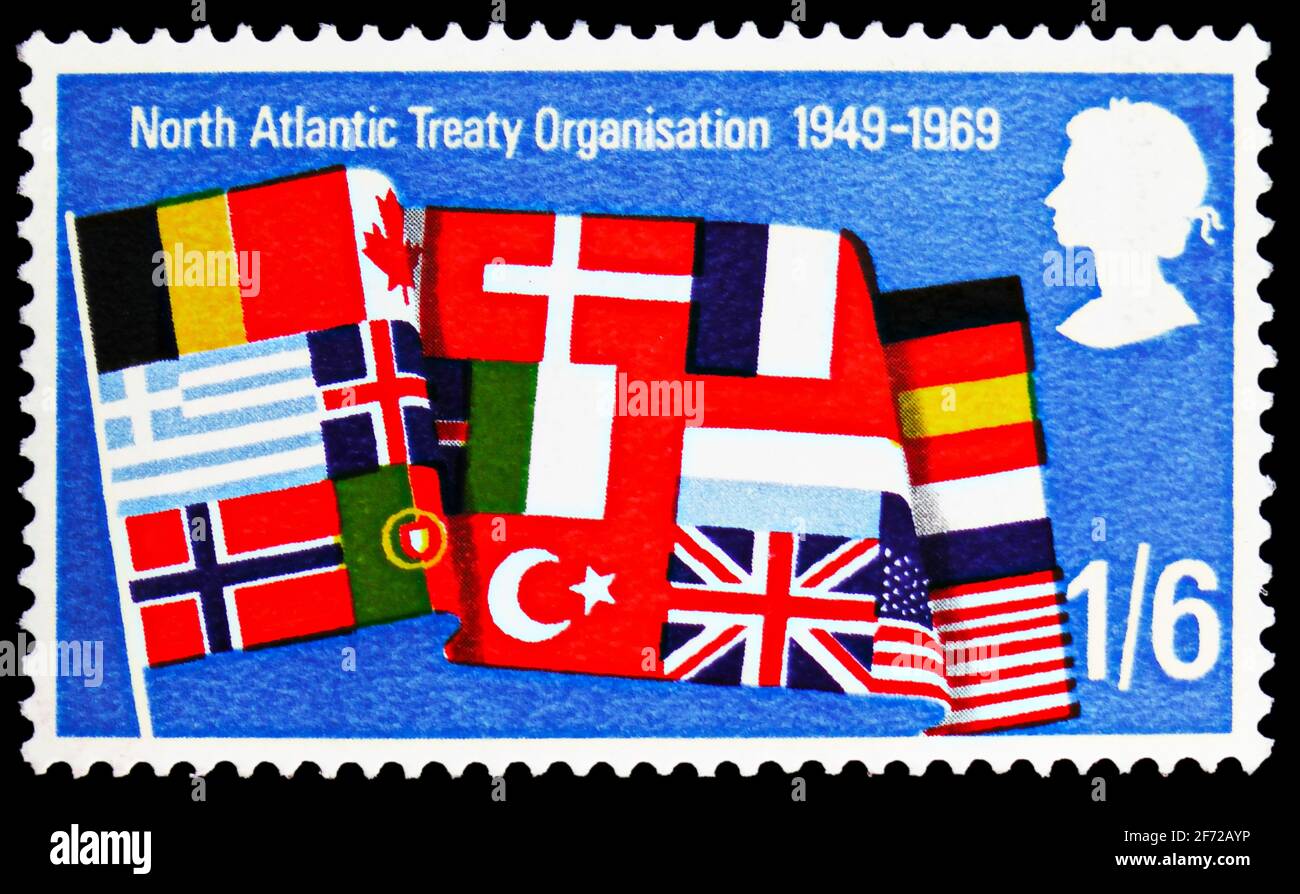 MOSCOW, RUSSIA - FEBRUARY 28, 2021: Postage stamp printed in United ...