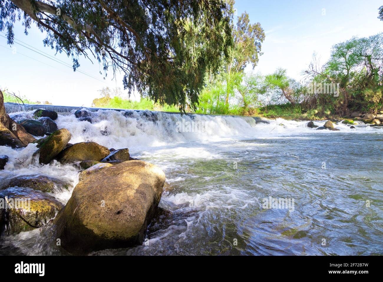 The dam on the Jordan River in the village of Blum, a waterfall that ...