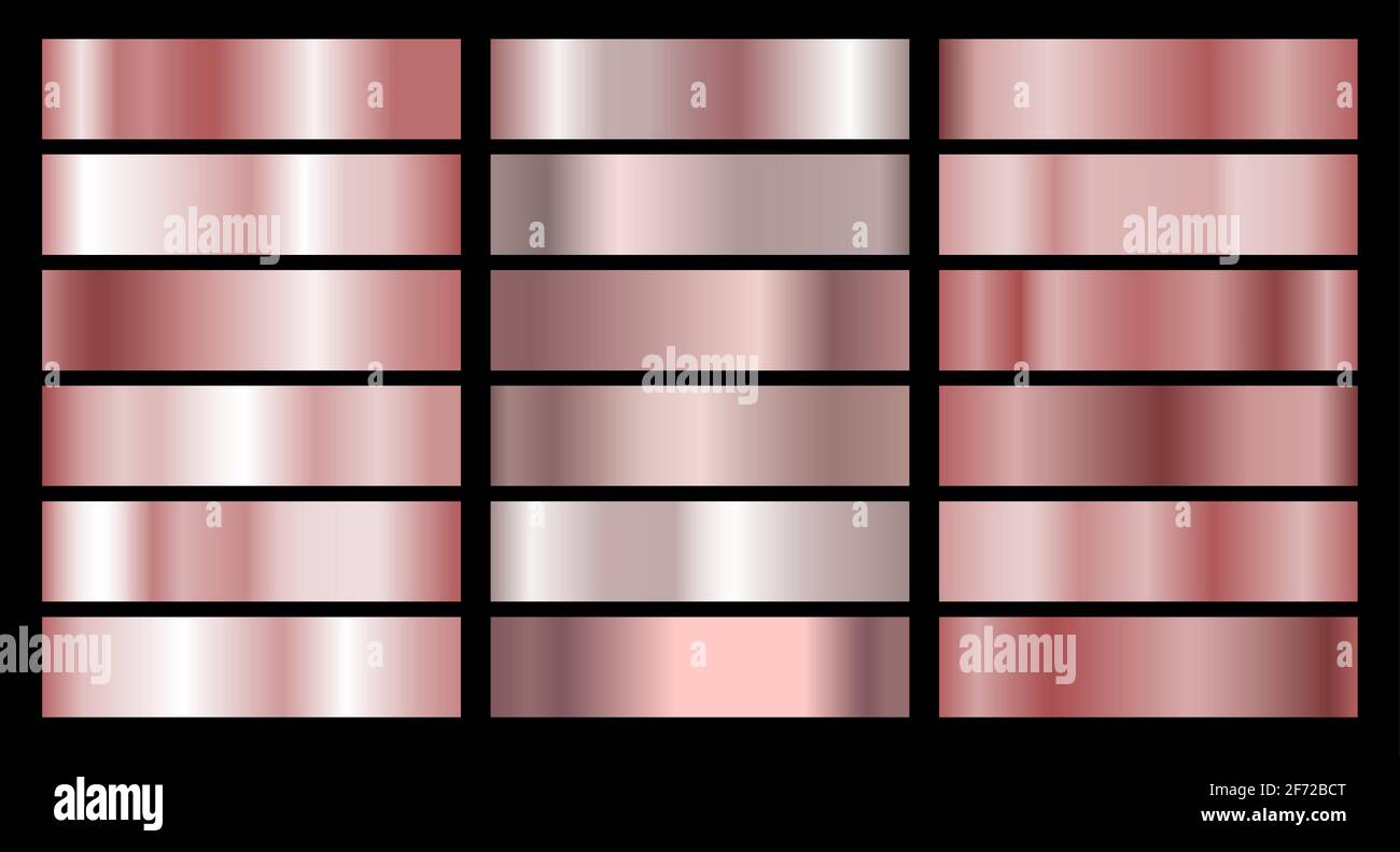 Gold pink rose gradients. Bronze foil shine texture. Vector metallic ...