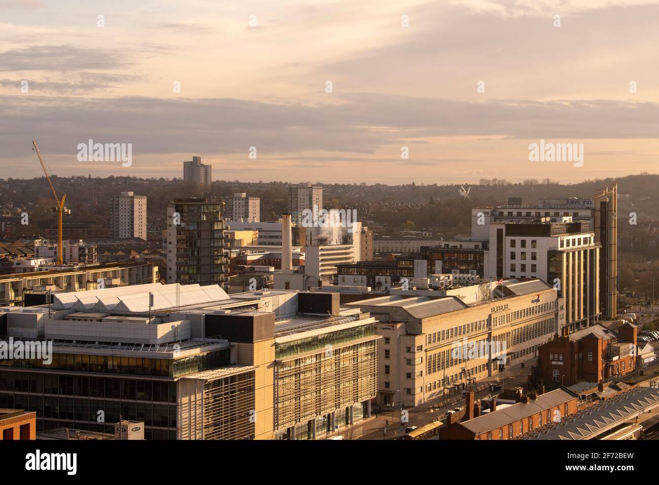 Nottingham City, viewed from the roof of the Unity Square development ...