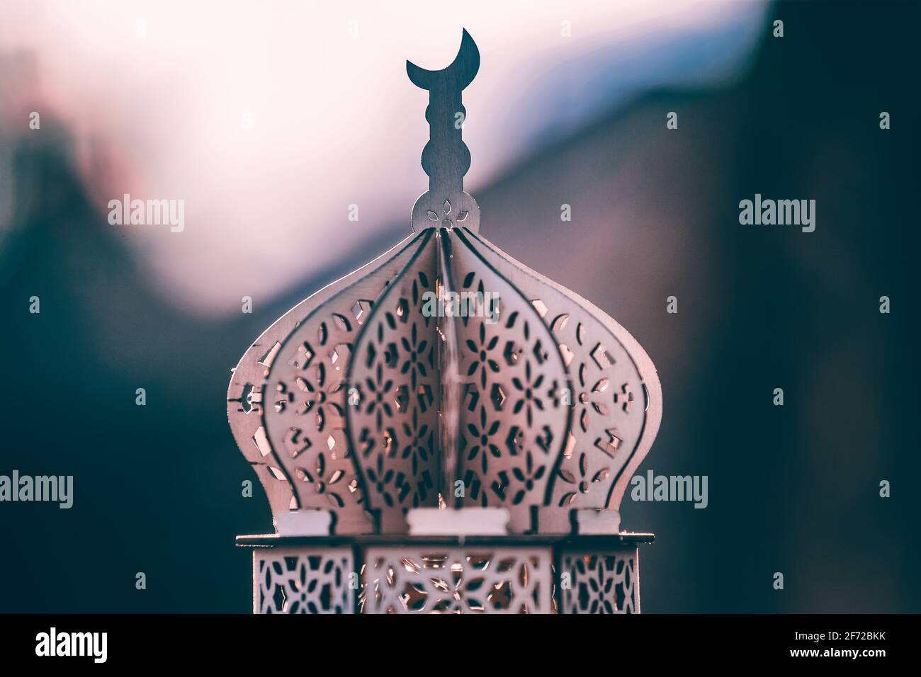 Ornamental Arabic lantern with smoke. Festive greeting card for Muslim ...