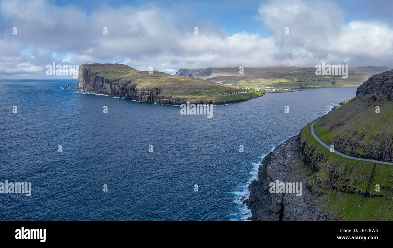 Risin and Kellingin, The Giant and the Wich from coastal road aerial ...