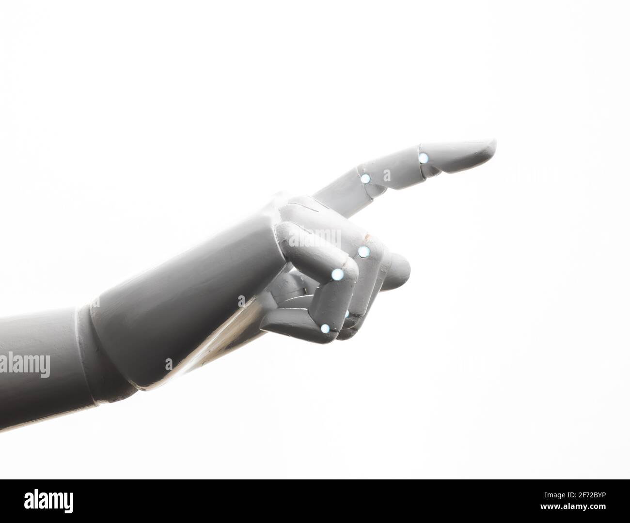 White robot hand finger point isolated on white background Stock Photo ...