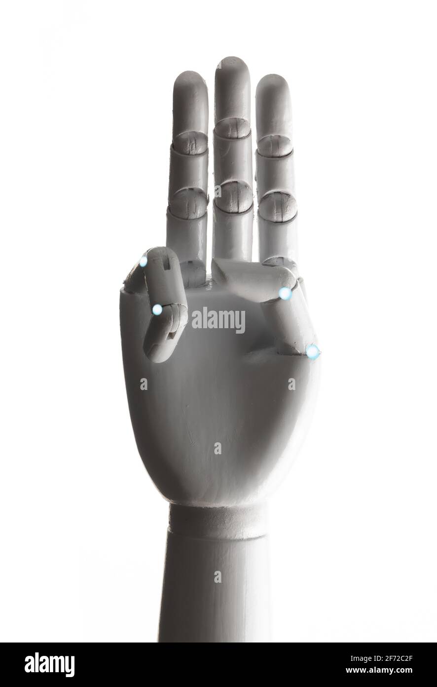White robot hand isolated on white background Stock Photo - Alamy