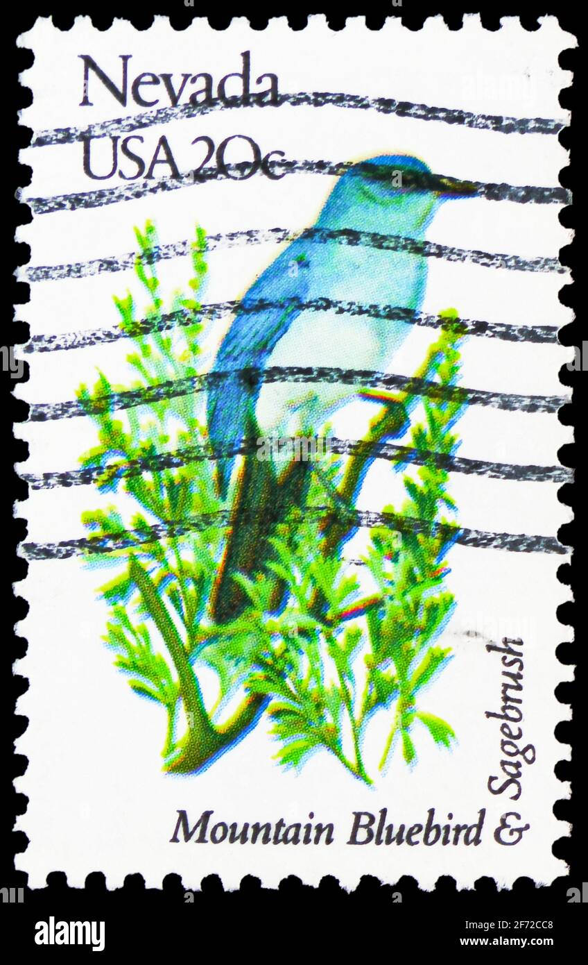 MOSCOW, RUSSIA - JANUARY 19, 2021: Postage stamp printed in United ...