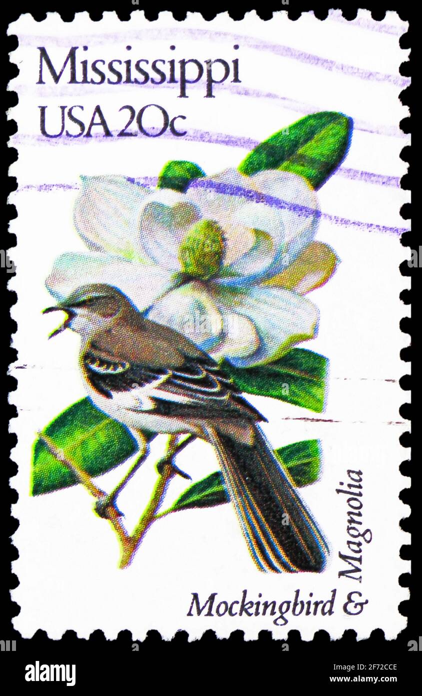 MOSCOW, RUSSIA - JANUARY 19, 2021: Postage stamp printed in United ...