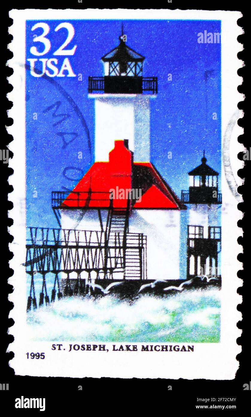 MOSCOW, RUSSIA - JANUARY 19, 2021: Postage stamp printed in United ...