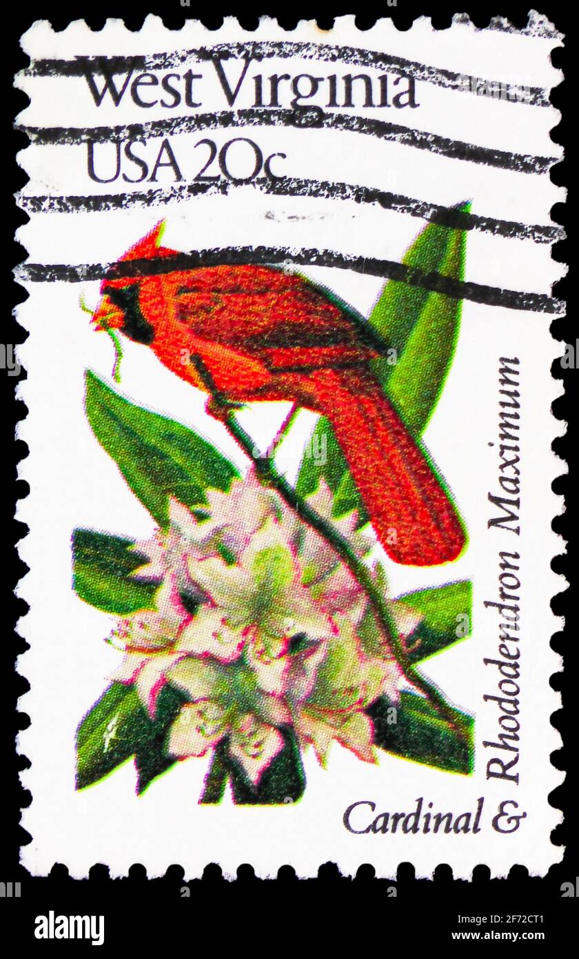 MOSCOW, RUSSIA - JANUARY 19, 2021: Postage stamp printed in United ...