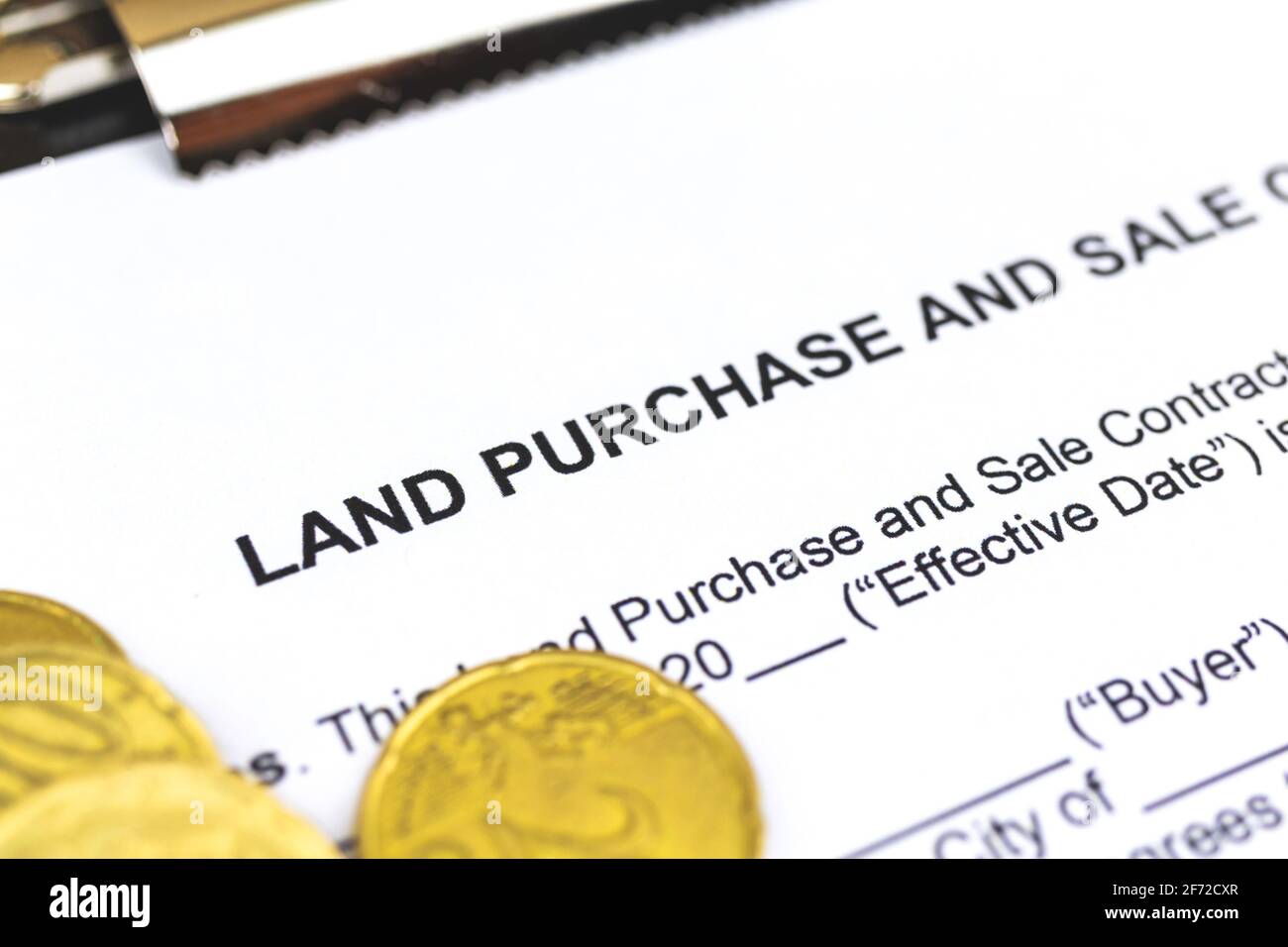 Land purchase and sale form or contract official document, sale of ...