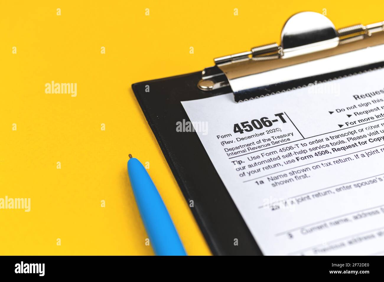 Form 4506-T Request for Transcript of Tax Return background Stock Photo ...